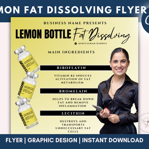 Lemon Bottle Canva Templates - Etsy