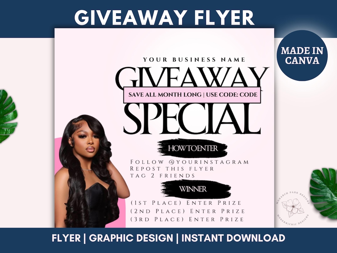 Contest Flyer Template, Giveaway Flyer Canva, Raffle Flyer, DIY ...