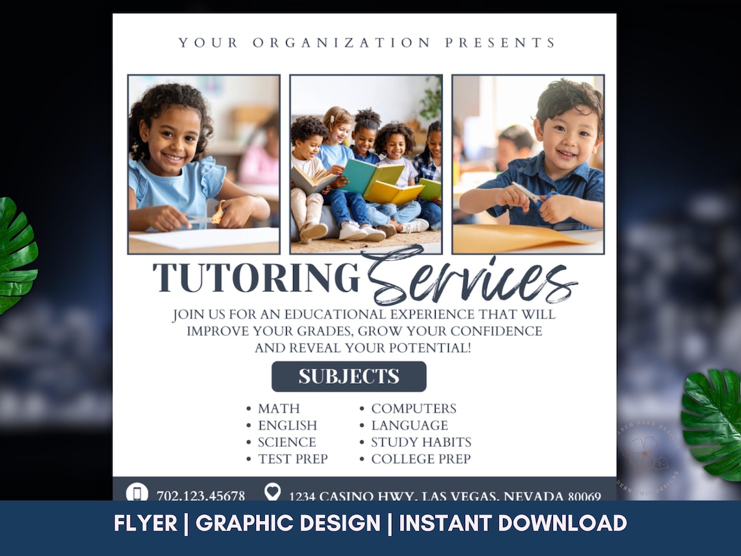 Tutor Flyer for Kids, Tutoring Services Canva Template - Etsy