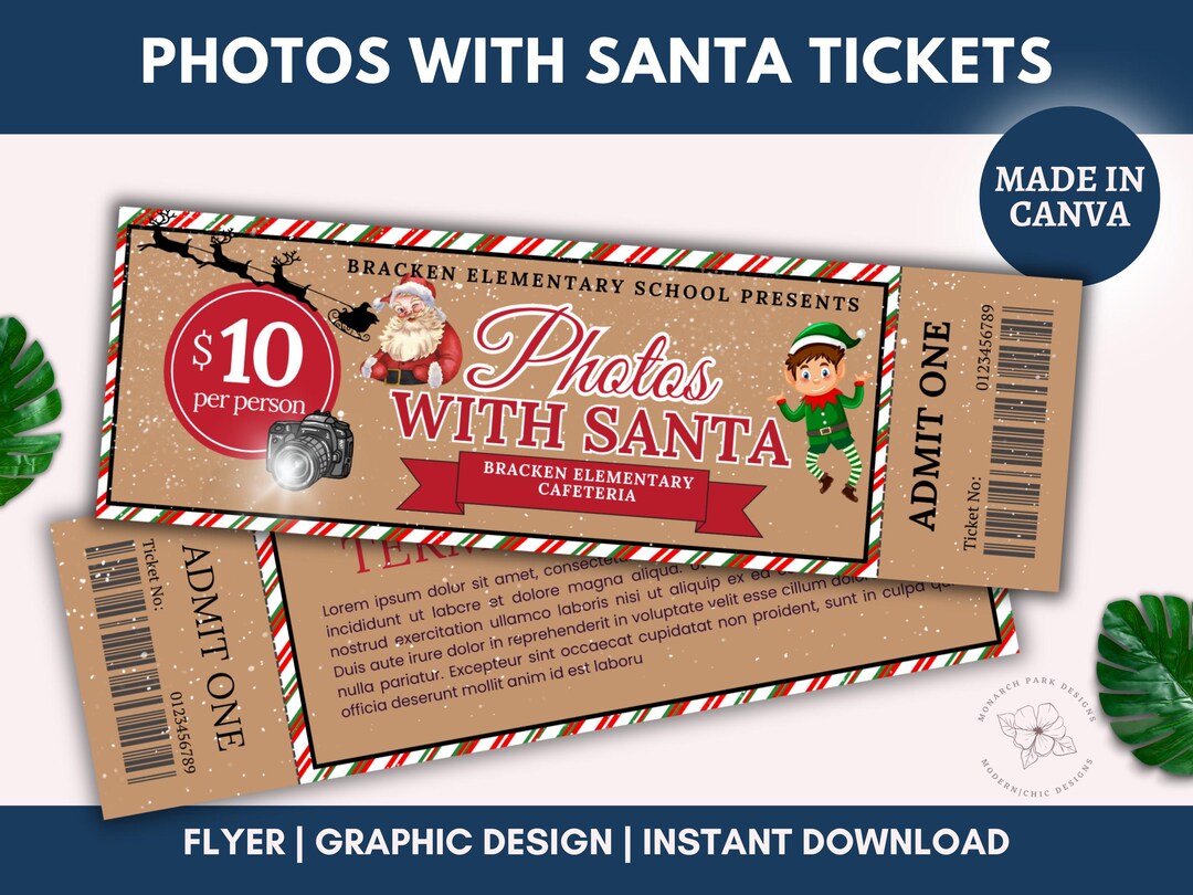 Editable Photos With Santa Tickets, Photo With Santa Invitation, Kids ...