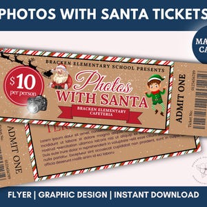 Editable Photos With Santa Tickets, Photo With Santa Invitation, Kids ...