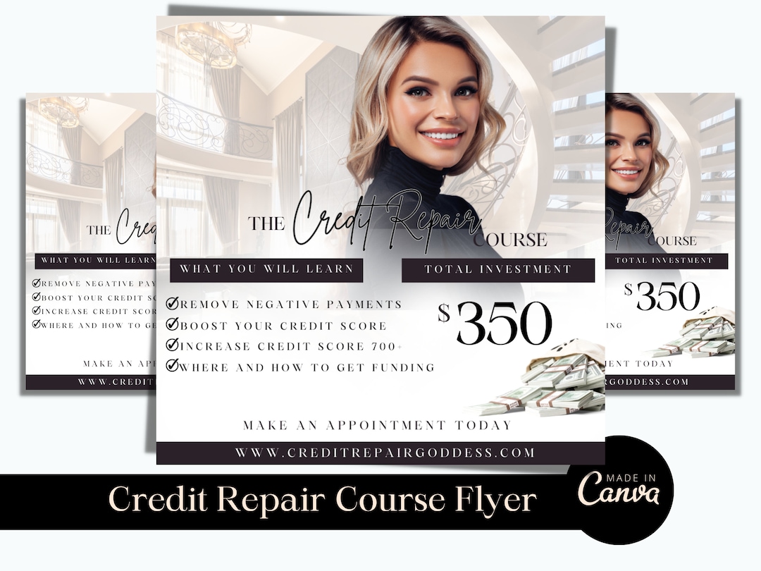 Credit Repair Course Flyer, Credit Business Template, Credit Repair ...