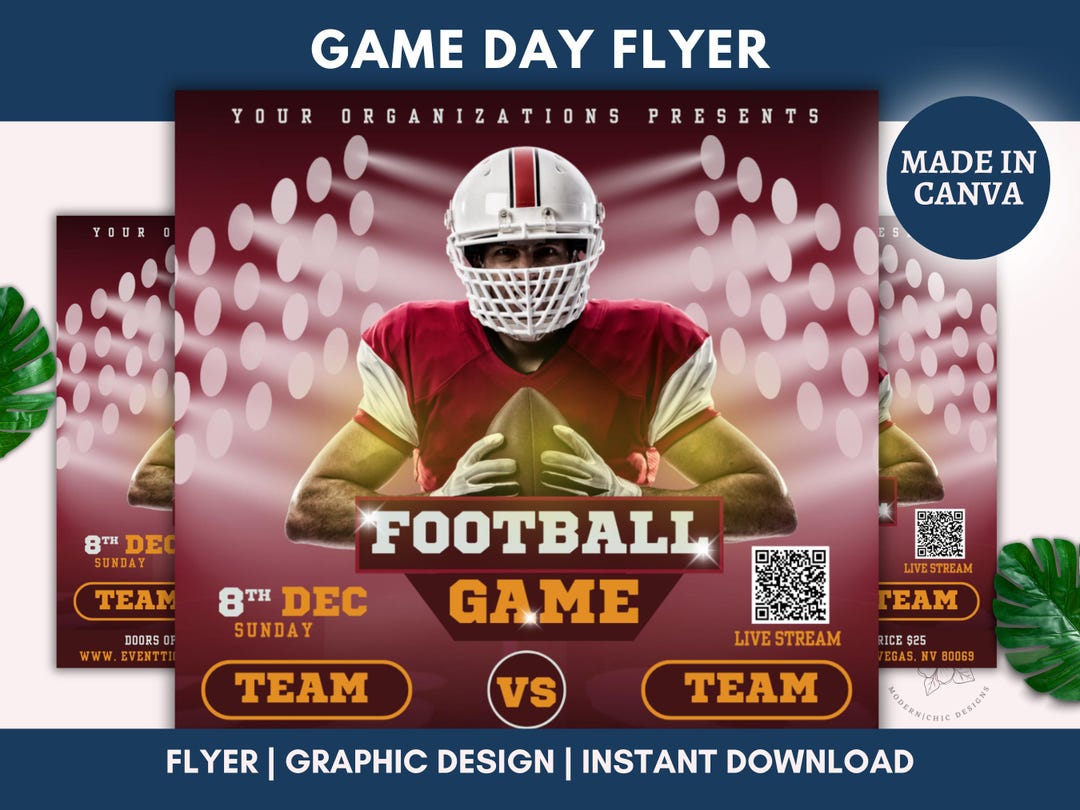 Football Game Flyer Template, Thursday Night, Monday Night Football ...