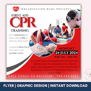 DIY CPR Flyer, First Aid Certificate Template, CPR Training, Basic Life ...