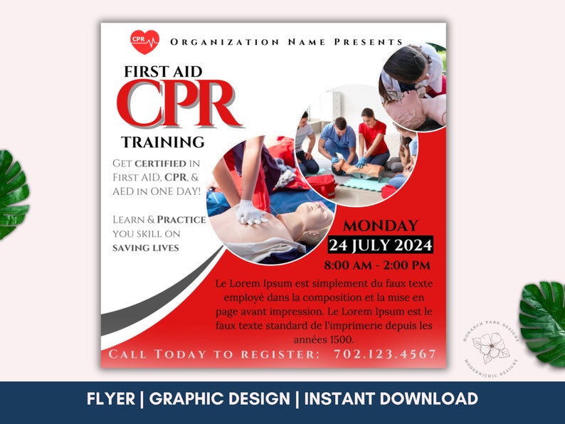 CPR Class Flyer Template: First Aid Training, Canva Editable (digital ...