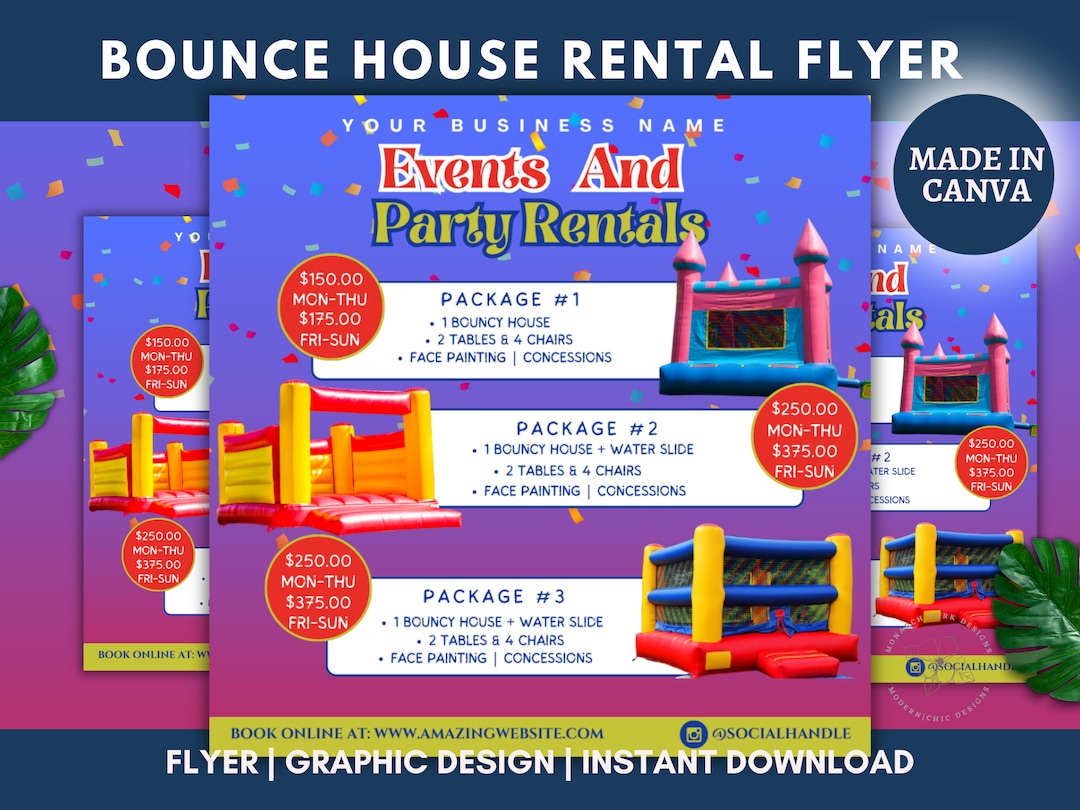 DIY Flyer Template, Bounce House Flyer, Kids Bouncy House, Jump Party ...