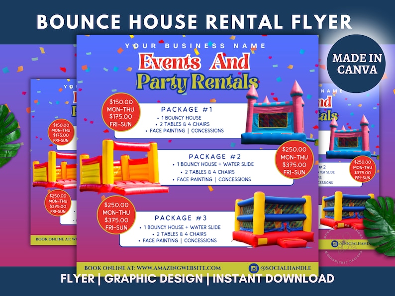 DIY Flyer Template, Bounce House Flyer, Kids Bouncy House, Jump Party ...