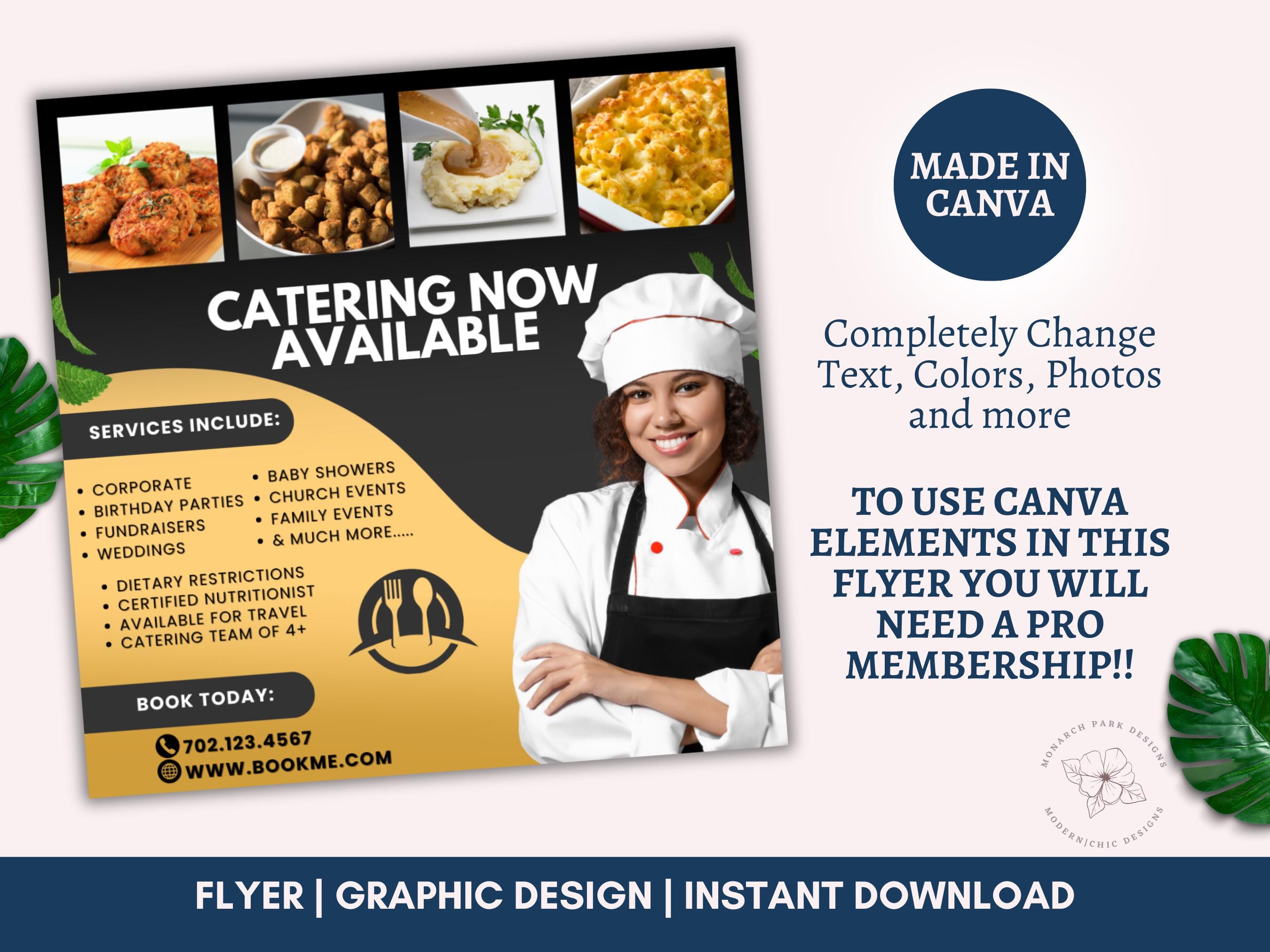 Editable Catering Flyer Template: Restaurant Advertising (canva) - Etsy