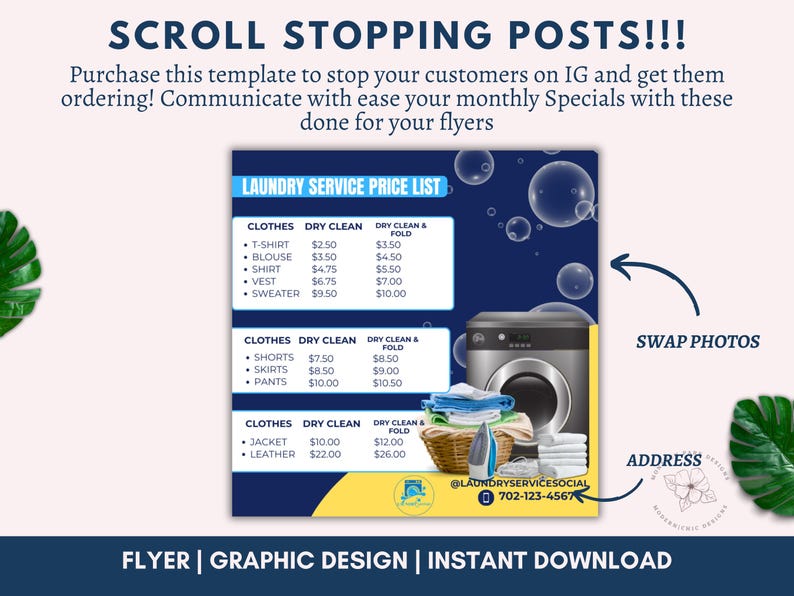 Laundry Service Price List Flyer, Editable Canva Template (instagram ...