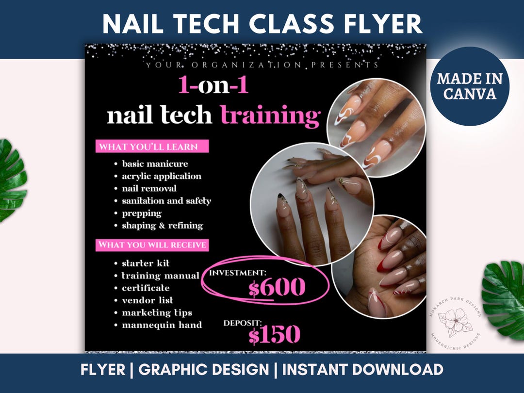 Nail Class Flyer, Acrylic Nails Training Manual, Nail Course Template ...