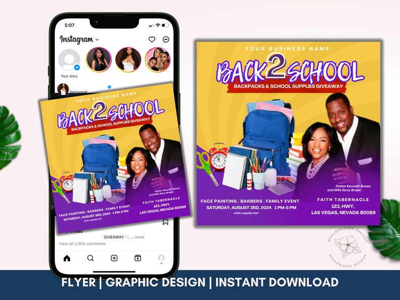 Editable Flyer Template, Backpack Giveaway, Back to School Event, Back ...