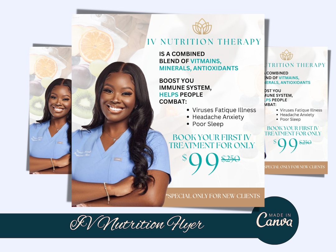 IV Hydration Flyer Template: Canva Editable, Vitamin Therapy Marketing ...