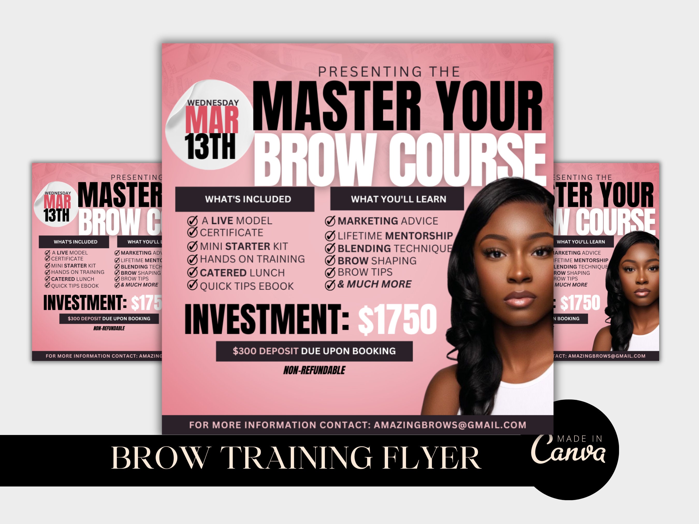 Brow Training Flyer, Editable Ombre Brows Course Template, Brow Class ...