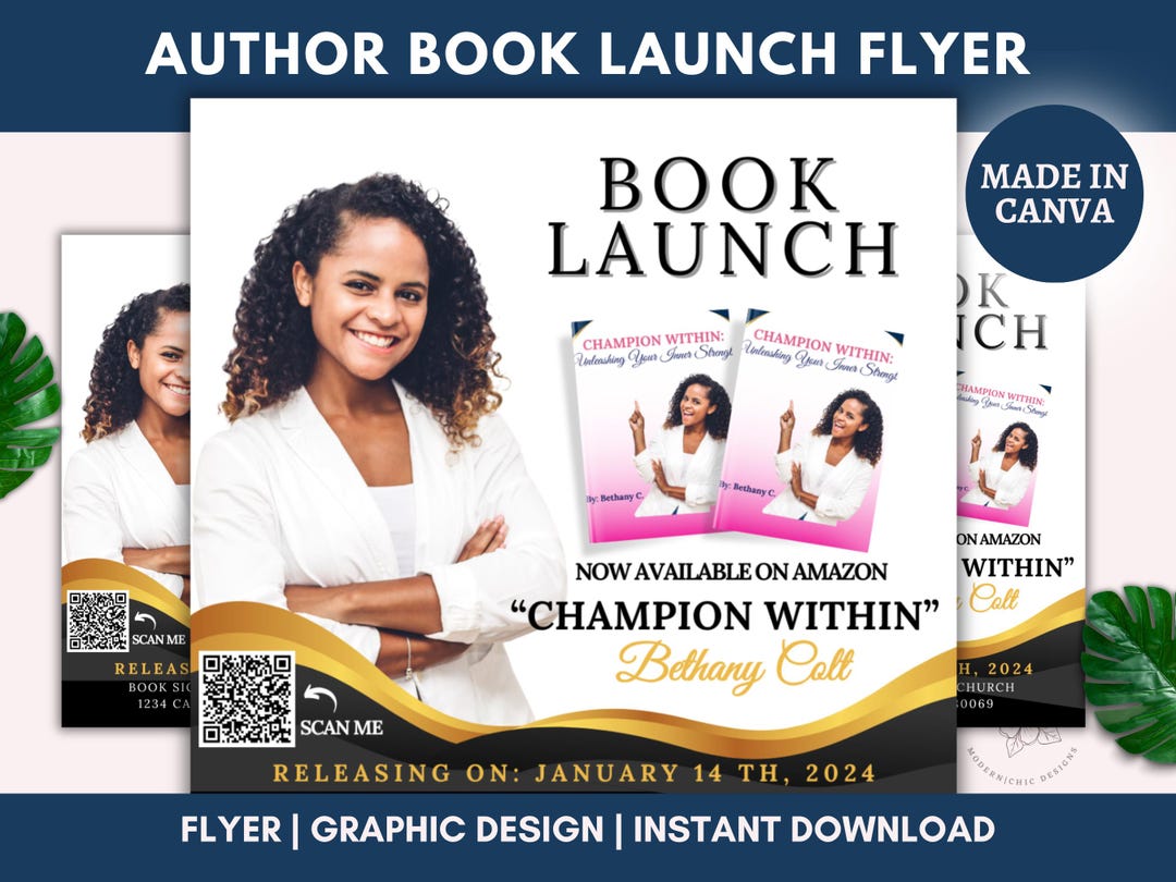 Editable Author Book Launch Flyer Template (canva) - Etsy