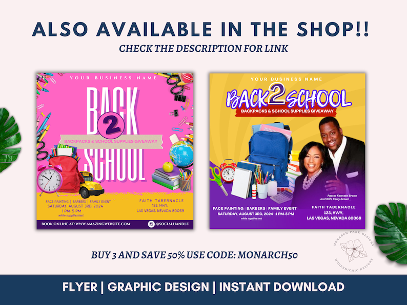 Editable Back to School Flyer Template: Backpack Giveaway (canva) - Etsy