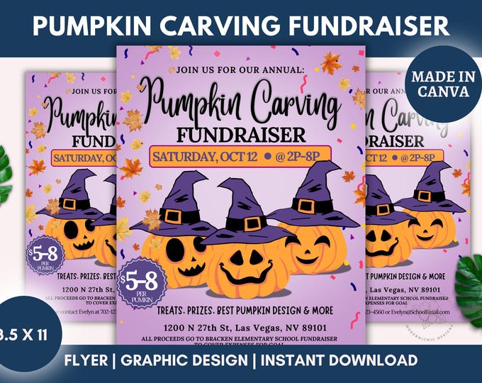 Pumpkin Painting Fundraiser Flyer: Editable Halloween Event Poster ...