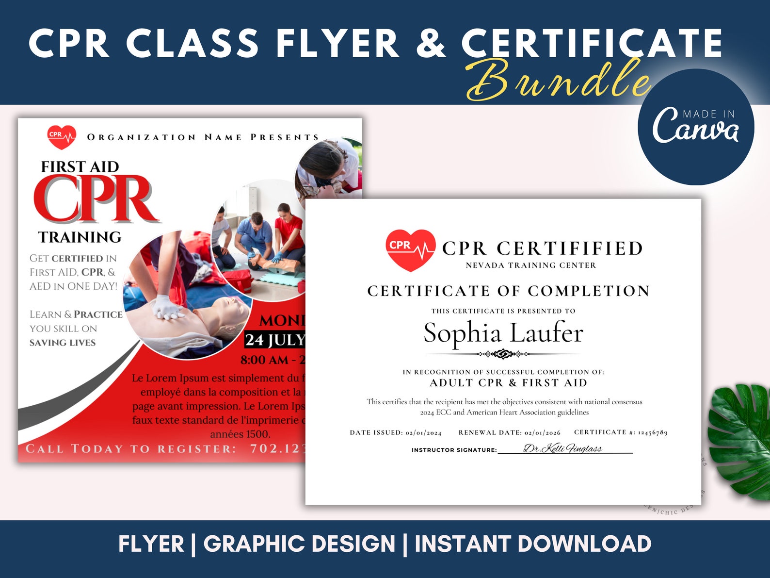CPR Certificate of Completion and Editable CPR Flyer, First Aid ...