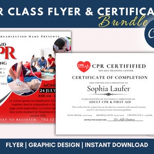 CPR Certificate of Completion and Editable CPR Flyer, First Aid ...