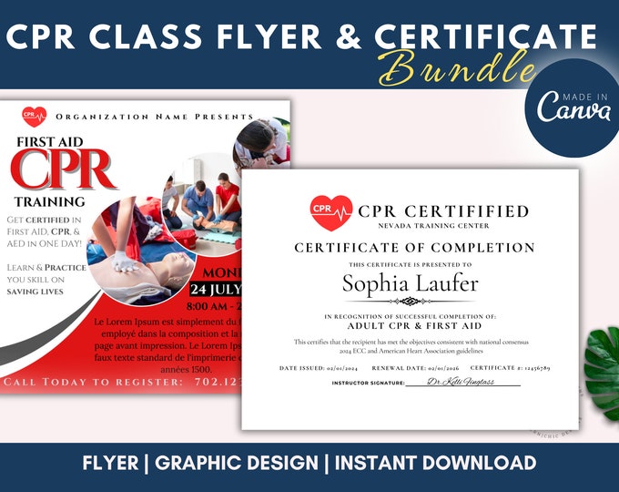 CPR Flyer Template Canva, First Aid Training Flyer, CPR Training Poster ...