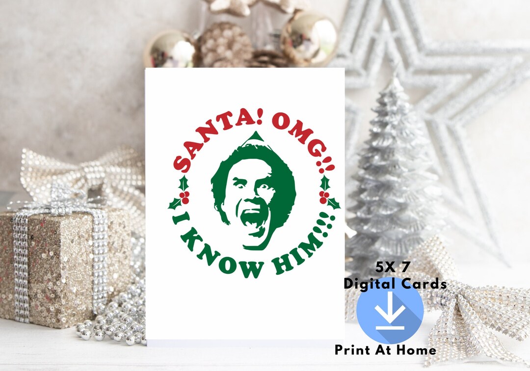 Buddy the Elf Christmas Card Santa I Know Him Elf Quote Meme - Etsy