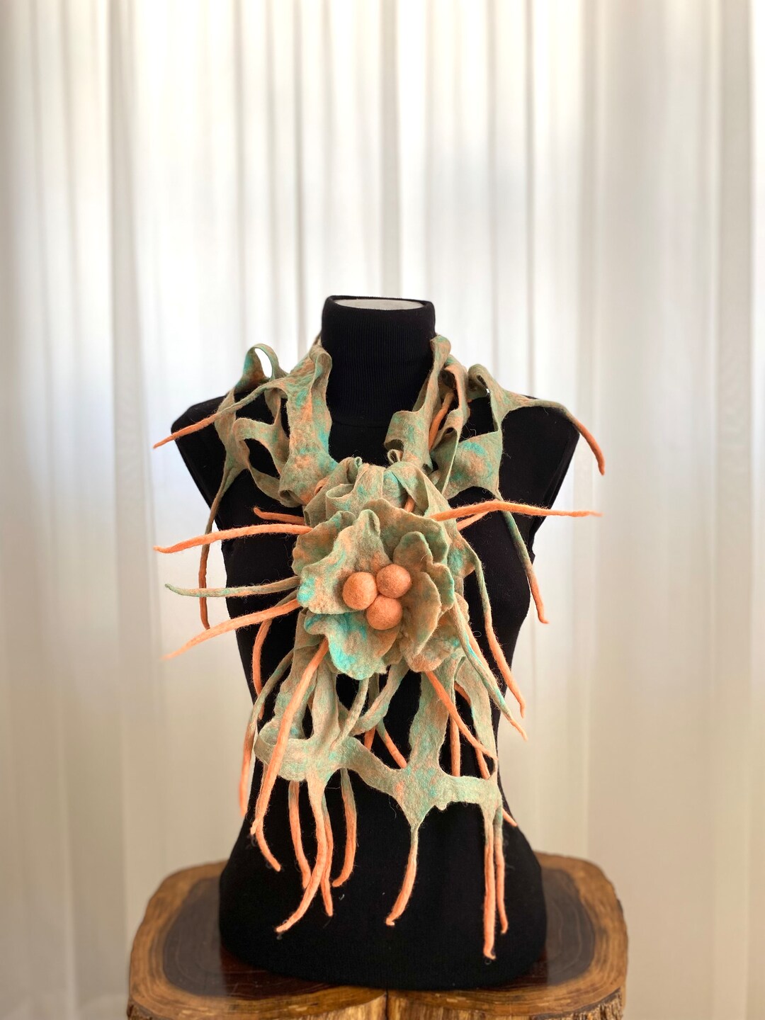 Handmade Felt Scarf, Fairy Pixie Scarf, Boho Scarf, Elf Scarf, Flower ...