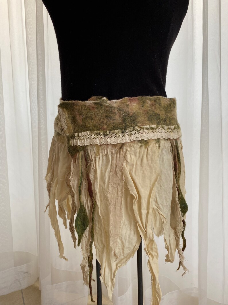 Fairy Earthy Belt With Roots and Leaves, Felt Pixie Belt, Beige Boho ...