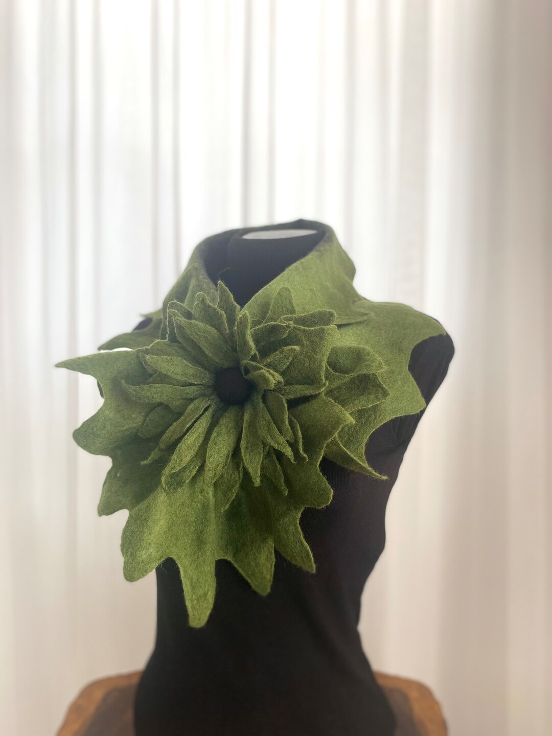 Felted Scarf, Wool Forest Scarf, Flower Brooch, Woodland Scarf, Felt ...