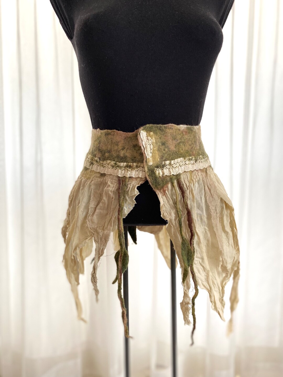 Fairy Earthy Belt With Roots and Leaves, Felt Pixie Belt, Beige Boho ...
