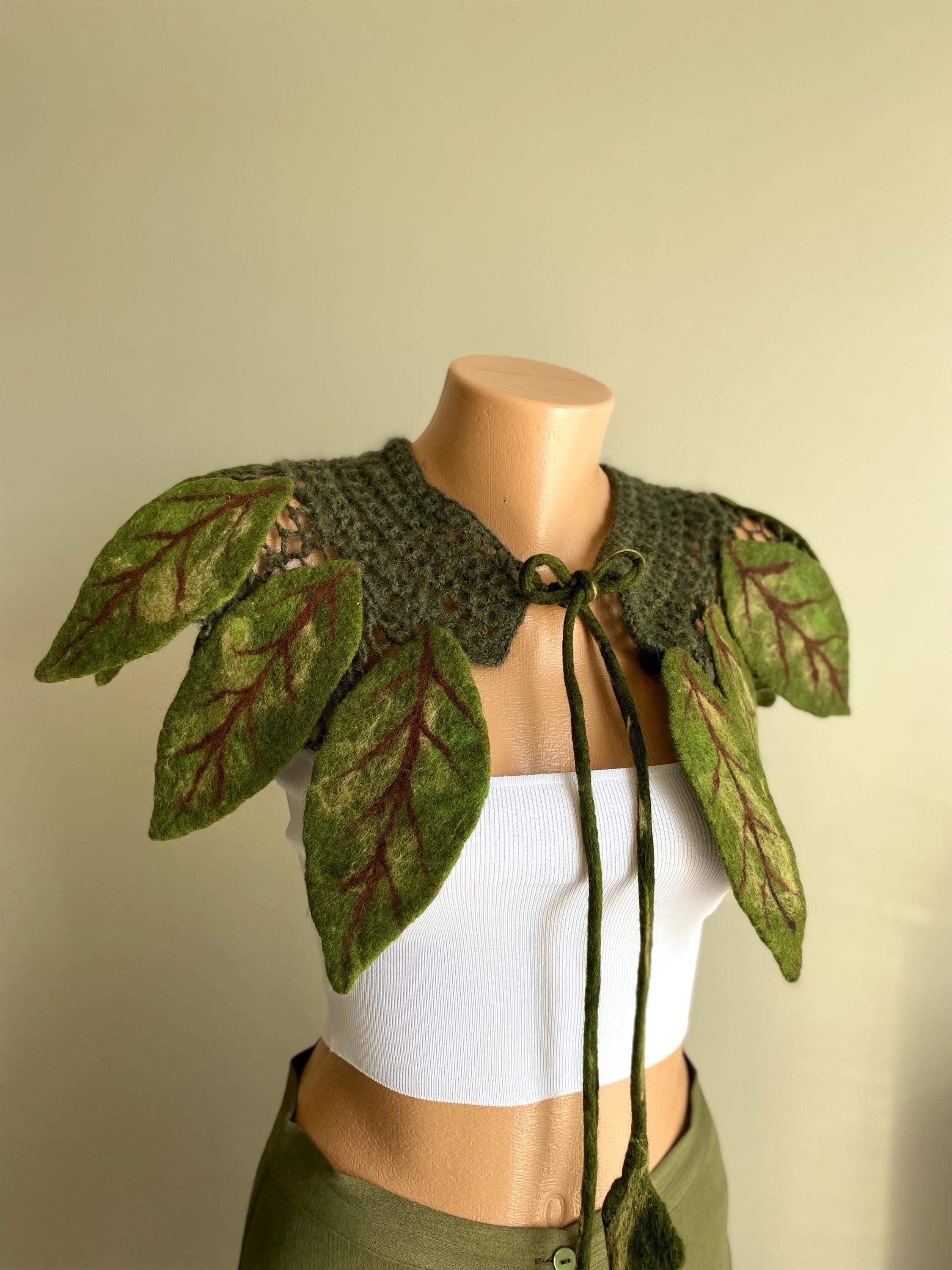 Felted Green Leaf Capelet, Woodland Festival Outfit, Forest Fairy Cape ...