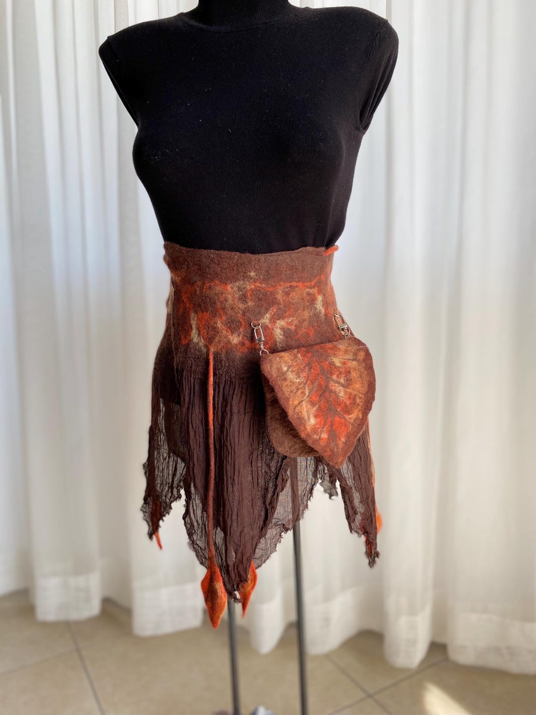 Brown Felted Fairy Belt: Woodland Elf Costume With Leaf Pocket - Etsy