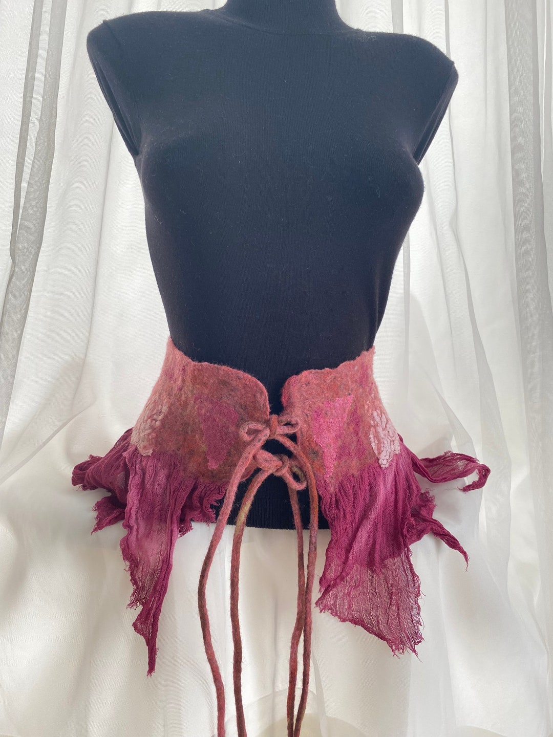 Fairy Pink Belt With Lace, Felt Pixie Belt, Viking Tribal Clothing ...