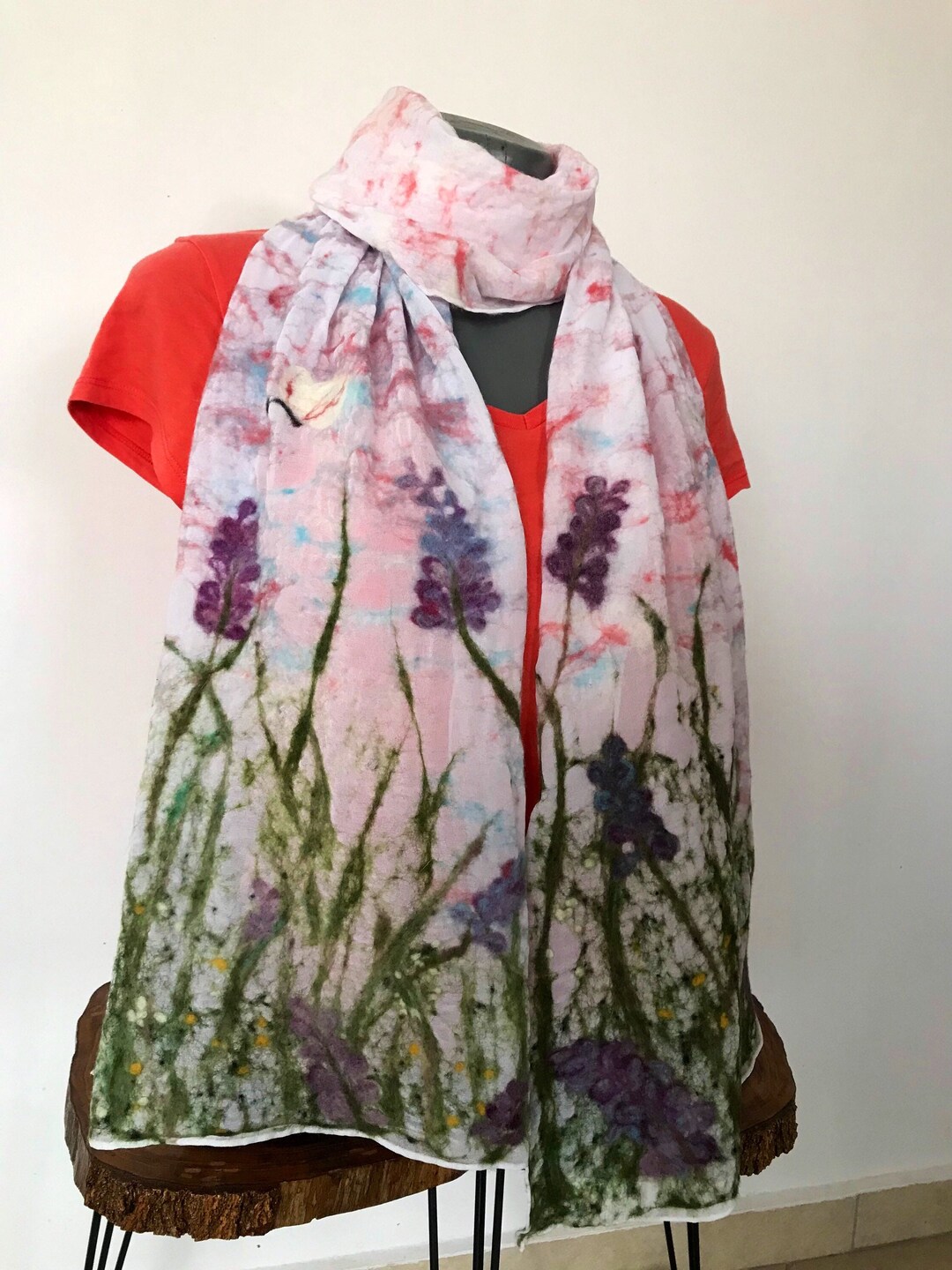Cottagecore Scarf, Fairy Scarf, Woodland Floral Wrap, Felt Scarf With ...