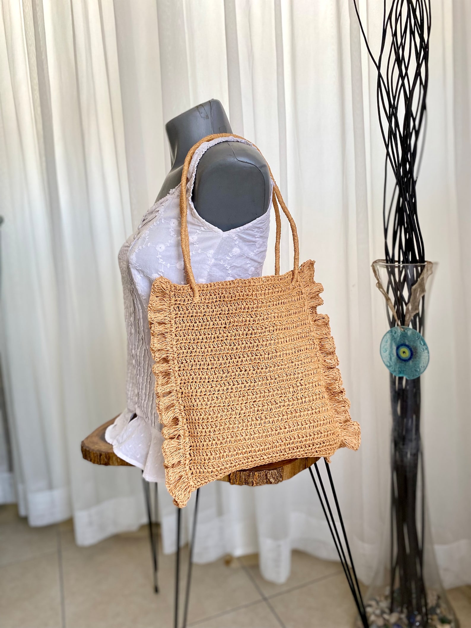 Pink Raffia Bag, Ruffle Bag, Weave Summer Bag, Party Bag, Bohemian ...