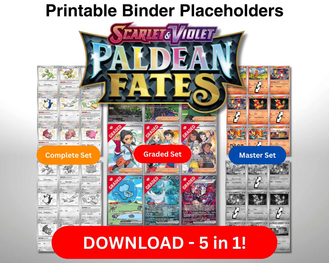 Pokémon TCG 5-in-1 Binder Pages Scarlet and Violet PV4.5 Paldean Fates ...