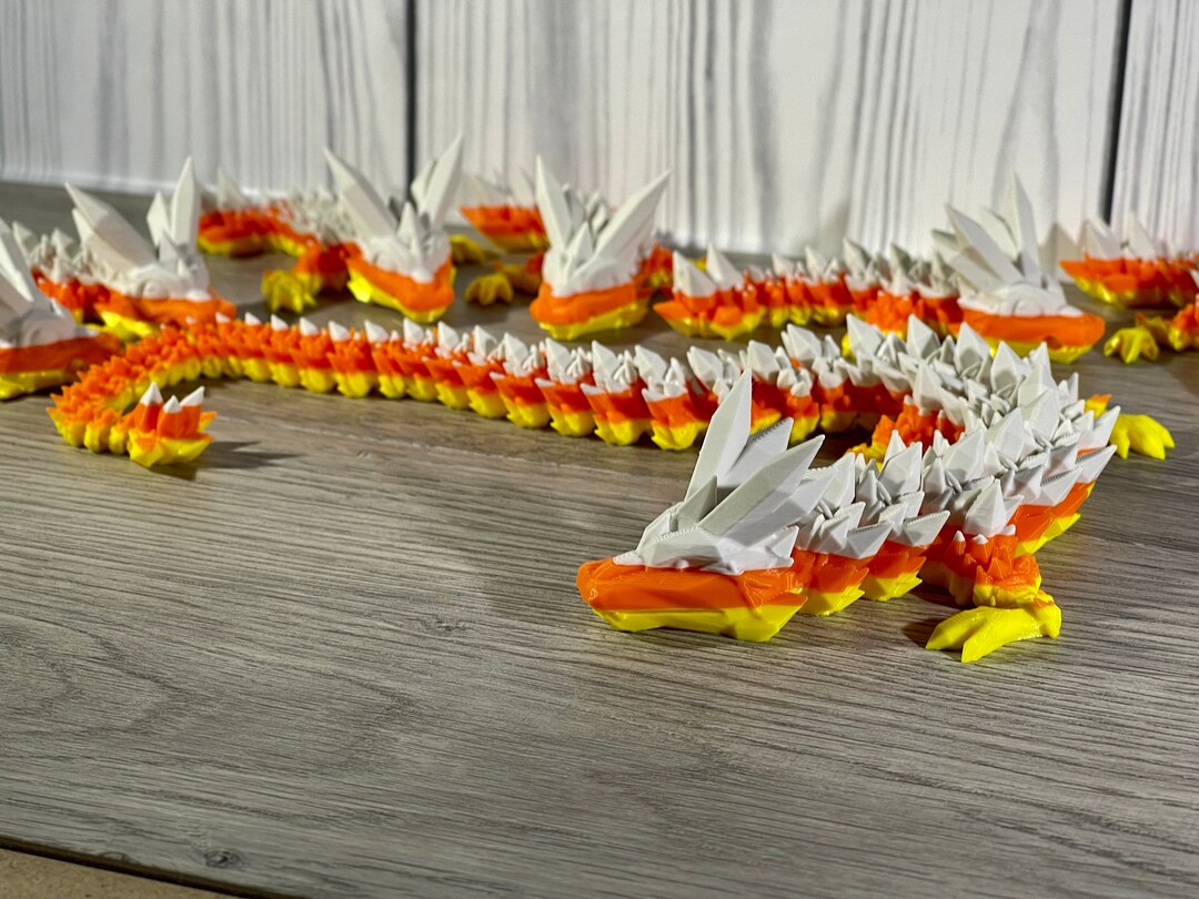 Candy Corn Halloween Articulated Dragon Multicolor 3D - Etsy