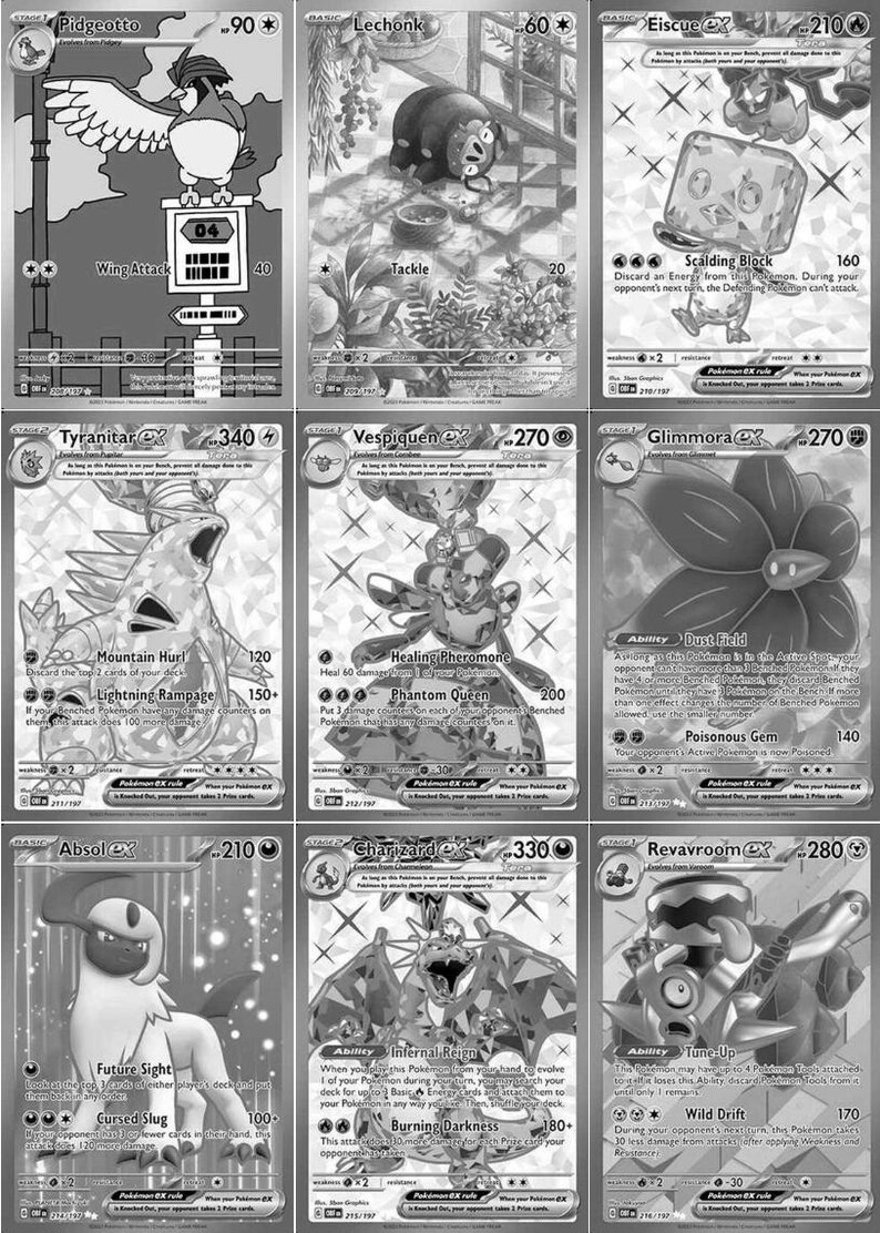 Pokémon TCG 5-in-1 Binder Pages Scarlet and Violet SV3 Obsidian Flames ...