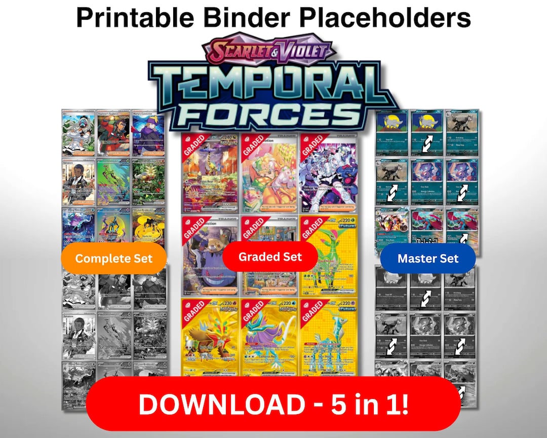 Pokémon TCG 5-in-1 Binder Pages Scarlet and Violet SV5 Temporal Forces ...