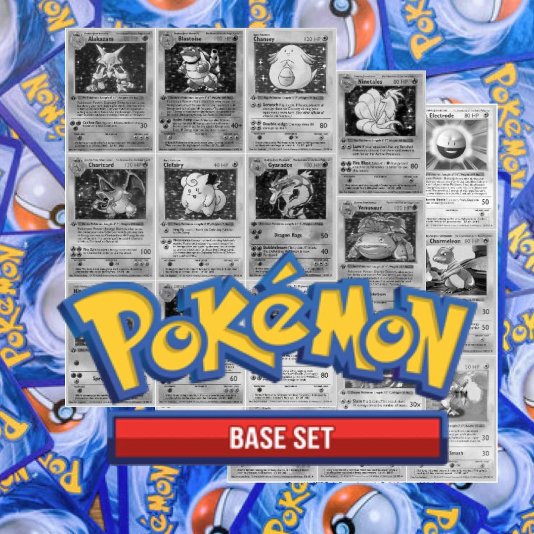 Pokemon Base Set Master Set Tracker (includes Grayscale Card ...