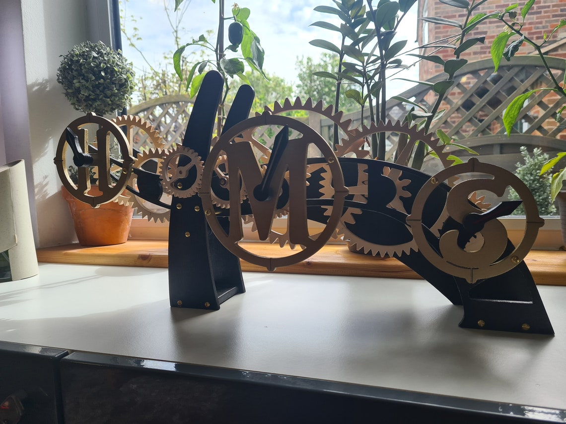 The H.M.S. Electro-mechanical Diy Wooden Geared Clock Craft Kit - Build ...