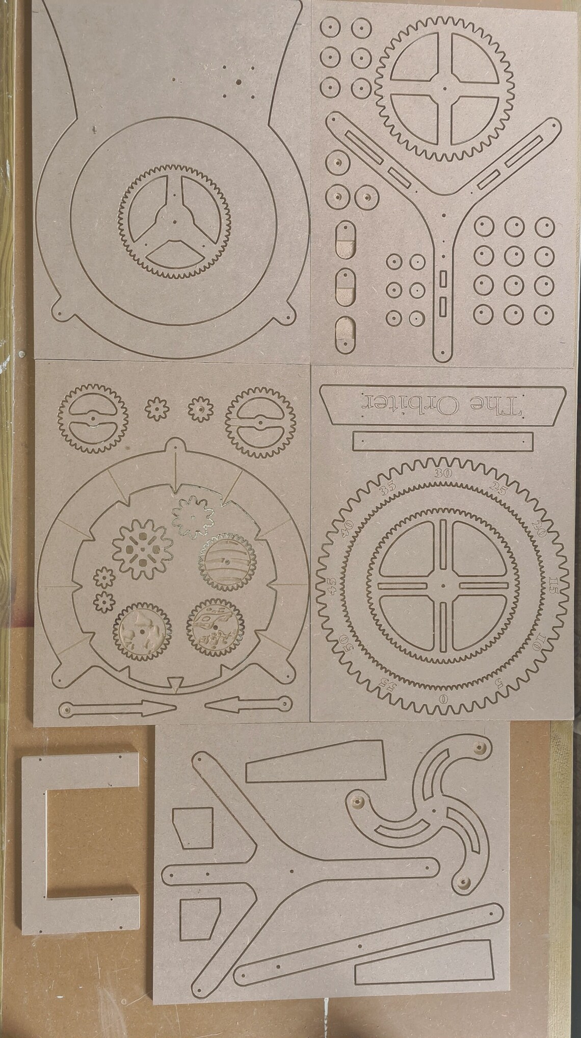 The Orbiter Electro-mechanical Wooden Planetary Geared Clock - DIY Kit ...