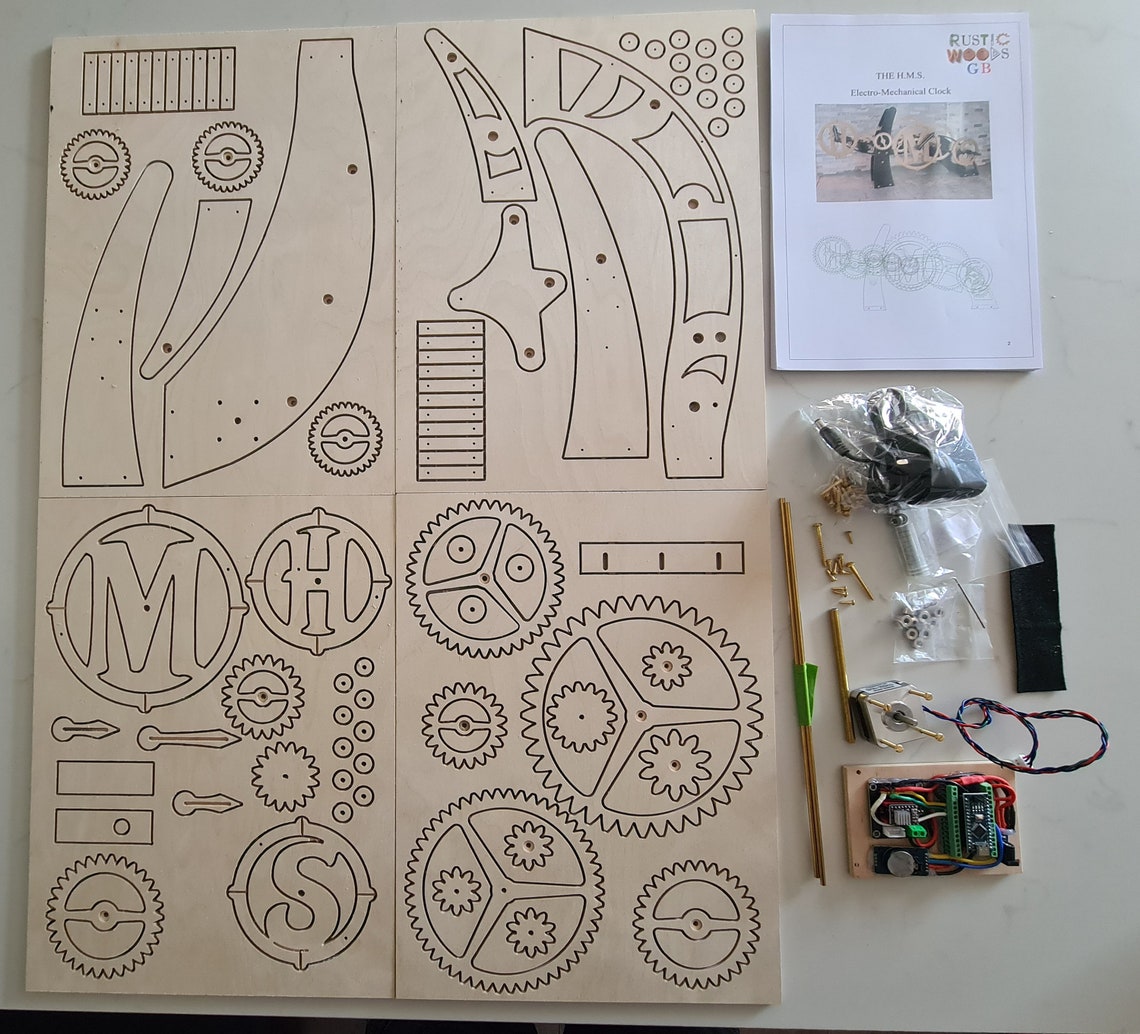 The H.M.S. Electro-mechanical Diy Wooden Geared Clock Craft Kit - Build ...