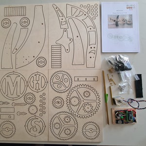 The H.M.S. Electro-mechanical Diy Wooden Geared Clock Craft Kit - Build ...
