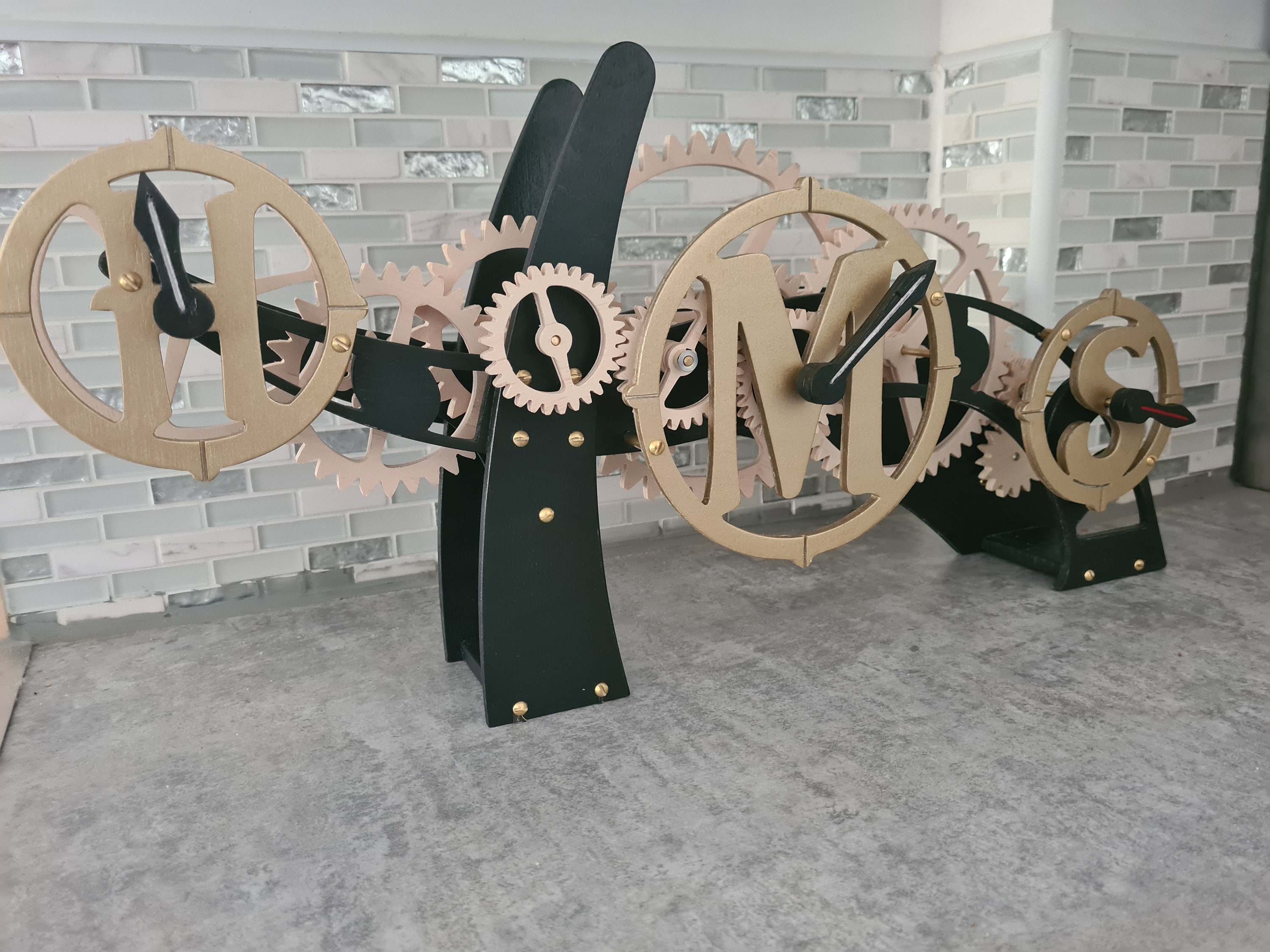 The H.M.S. Electro-mechanical Diy Wooden Geared Clock Craft Kit - Build ...