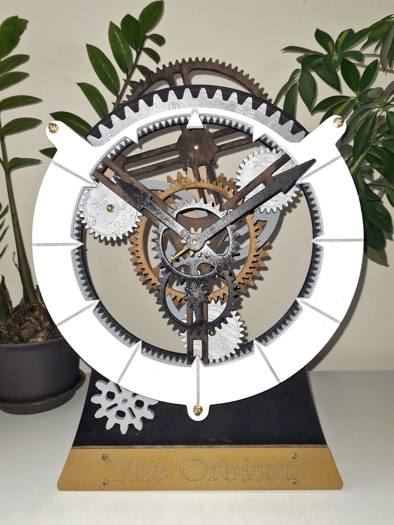 The Orbiter Electro-mechanical Wooden Planetary Geared Clock - DIY Kit ...