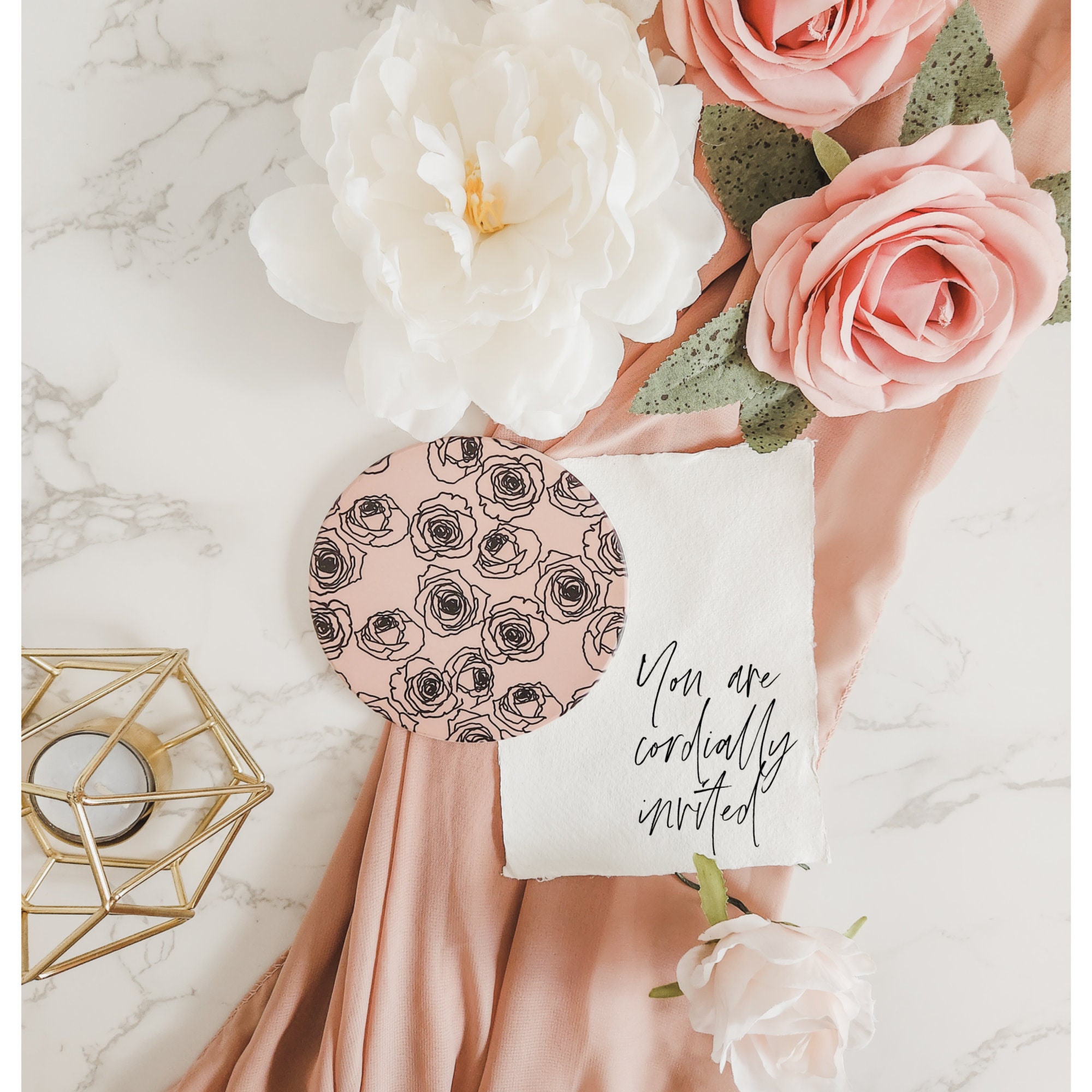 Blue Botanical Rustic Wedding Favor Coaster — The Patterned Desk