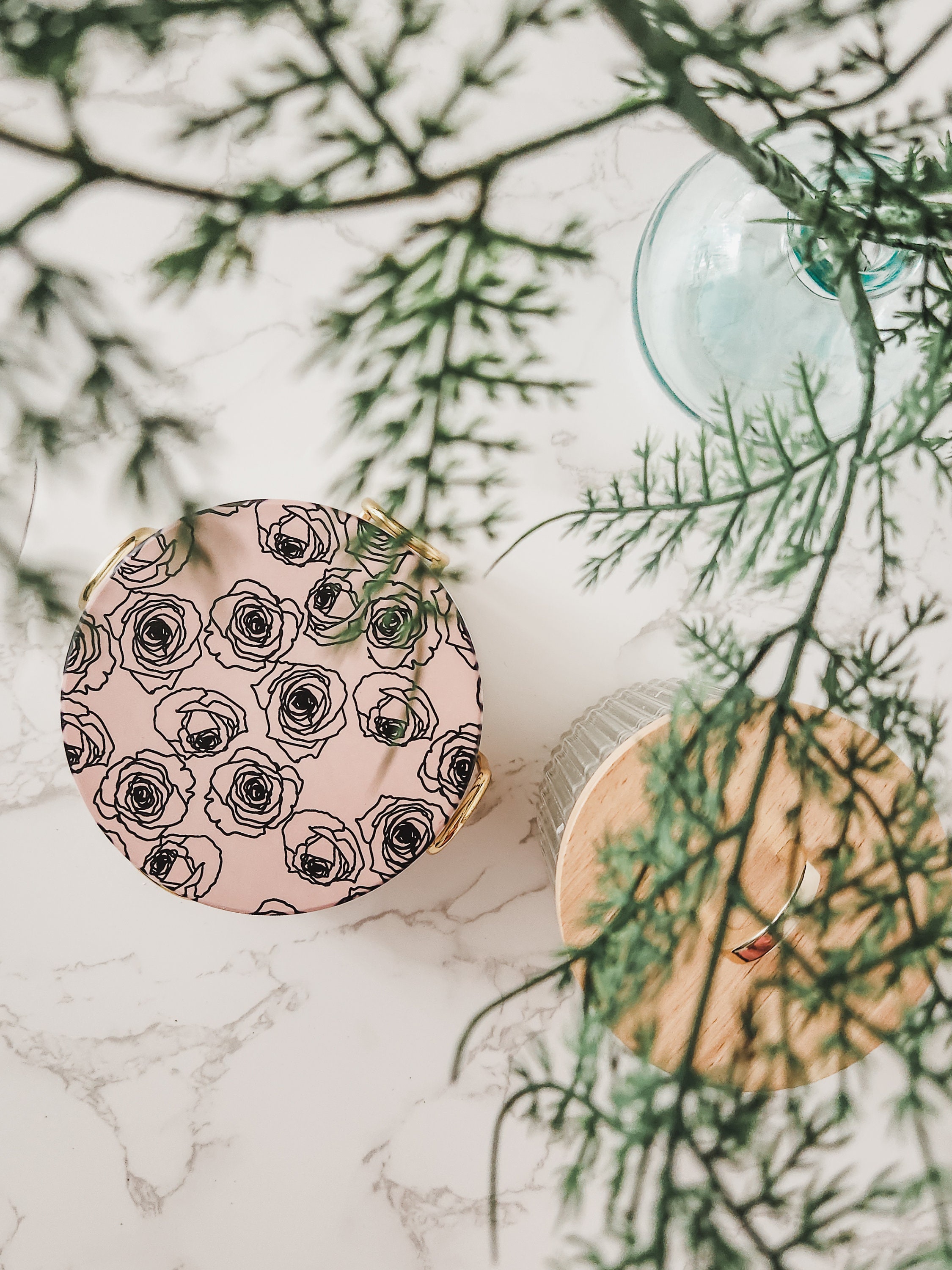 Blue Botanical Rustic Wedding Favor Coaster — The Patterned Desk
