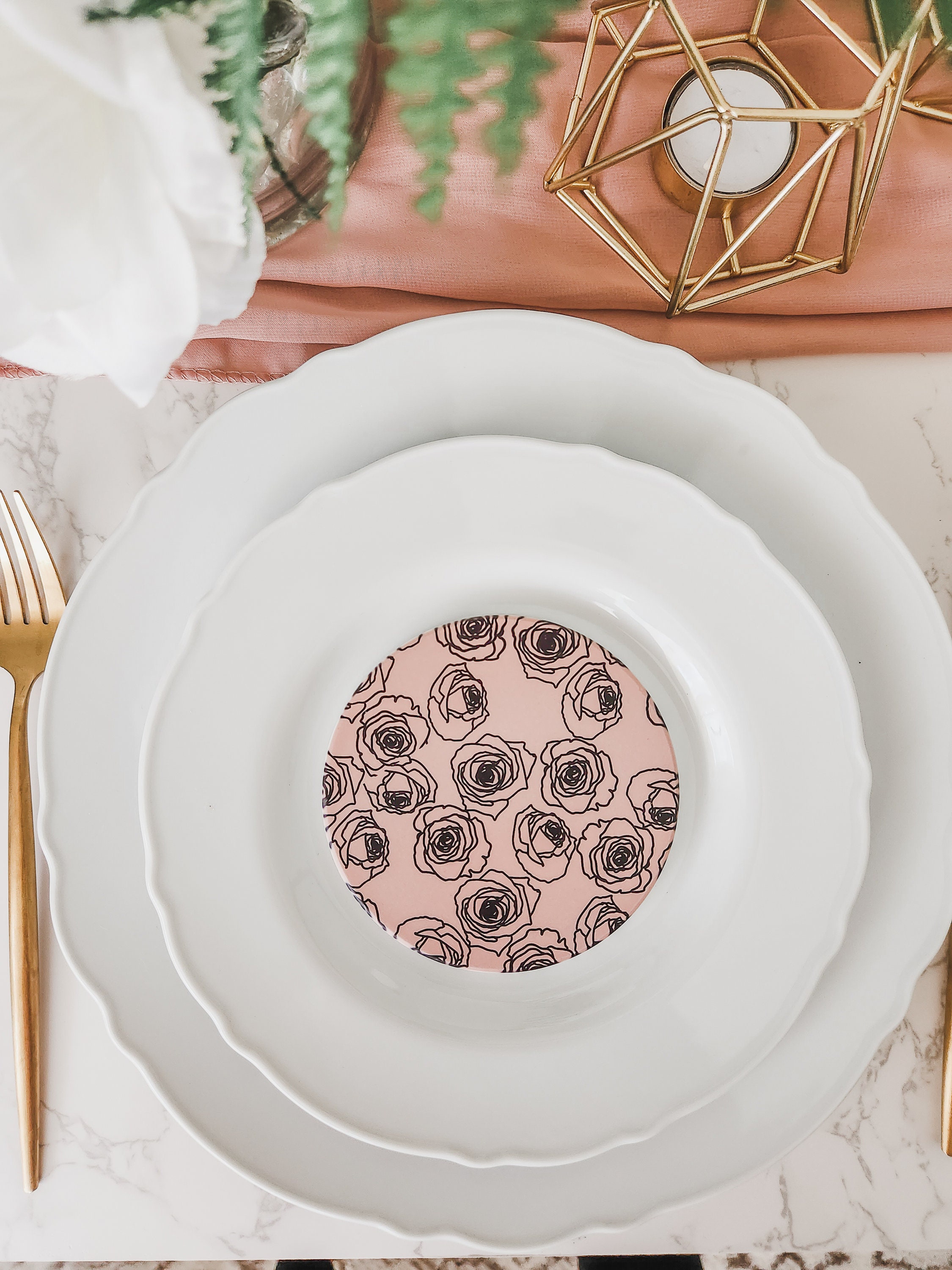 Blue Botanical Rustic Wedding Favor Coaster — The Patterned Desk