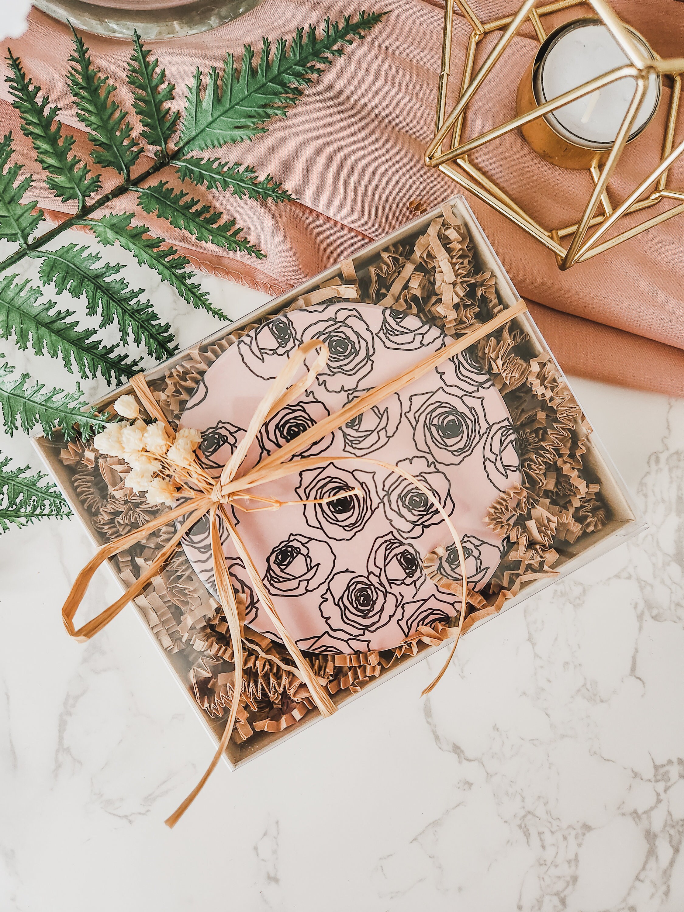 Blue Botanical Rustic Wedding Favor Coaster — The Patterned Desk