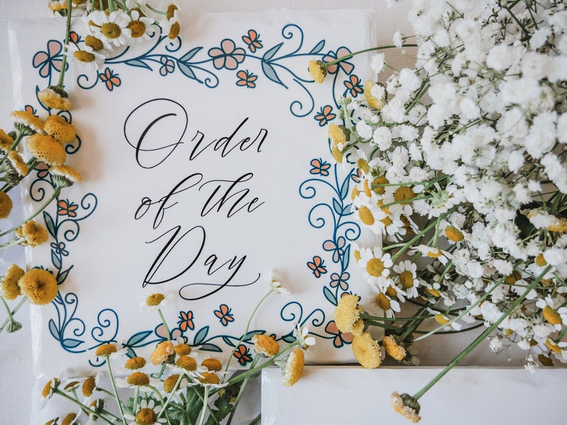Floral Order of the Day Ceramic Signage, Personalized Sign Plaque ...