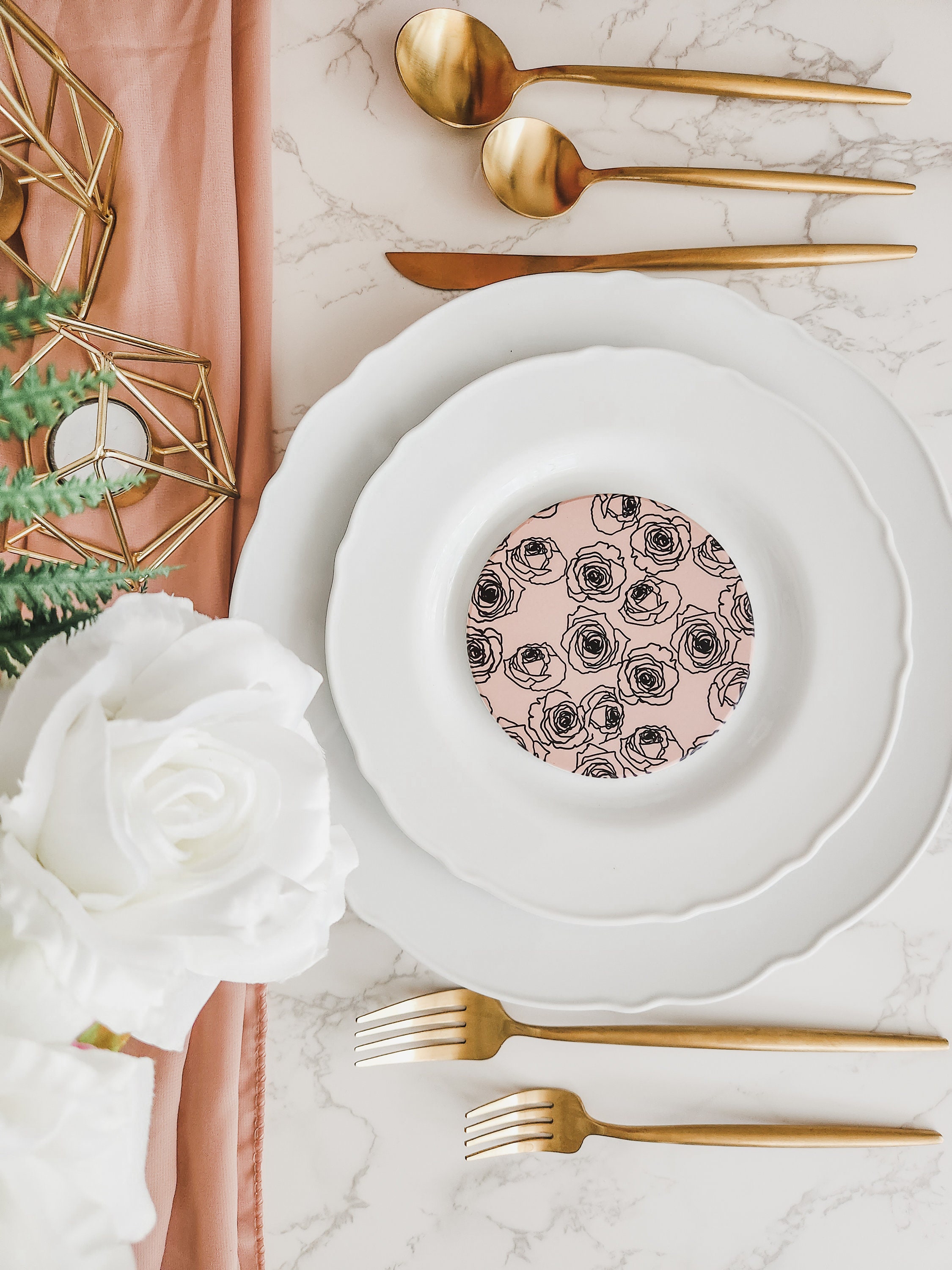 Blue Botanical Rustic Wedding Favor Coaster — The Patterned Desk